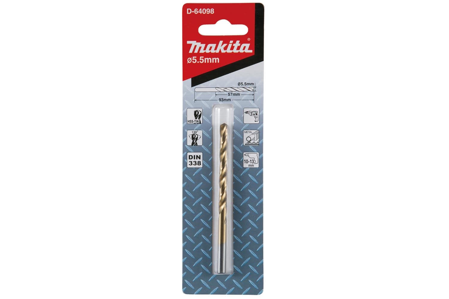 Makita - Accessory Details - 5.5mm HSS-TiNmetal drill bit (D-64098)